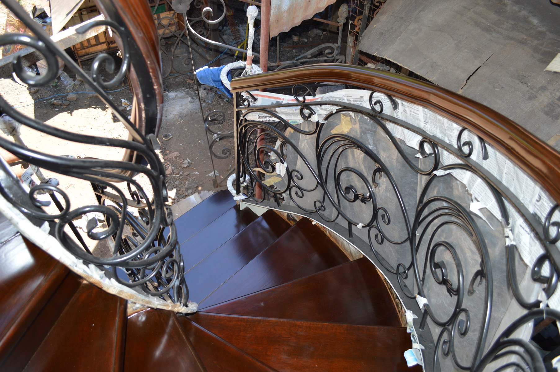 Wrought Iron Winding Staircase | Glass Railings Philippines, Glass ...